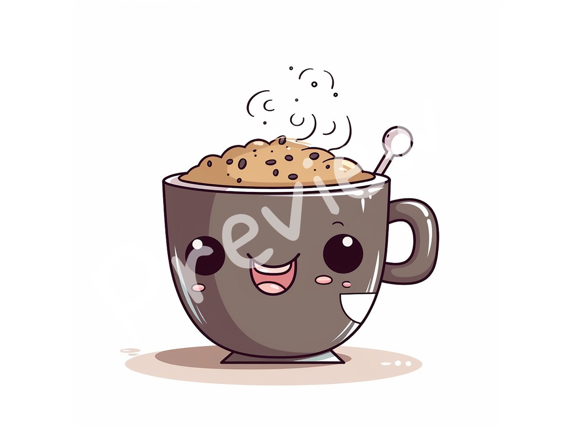Kawaii Coffee Clip Art PNG X 20 | Digital Food/beverage | Kawaii Food ...