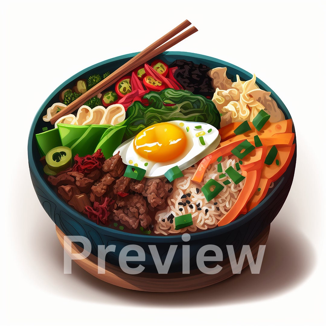 Bibimbap Clip Art Png X 20 | Korean Food Clipart | Asian Kawaii Clipart ...