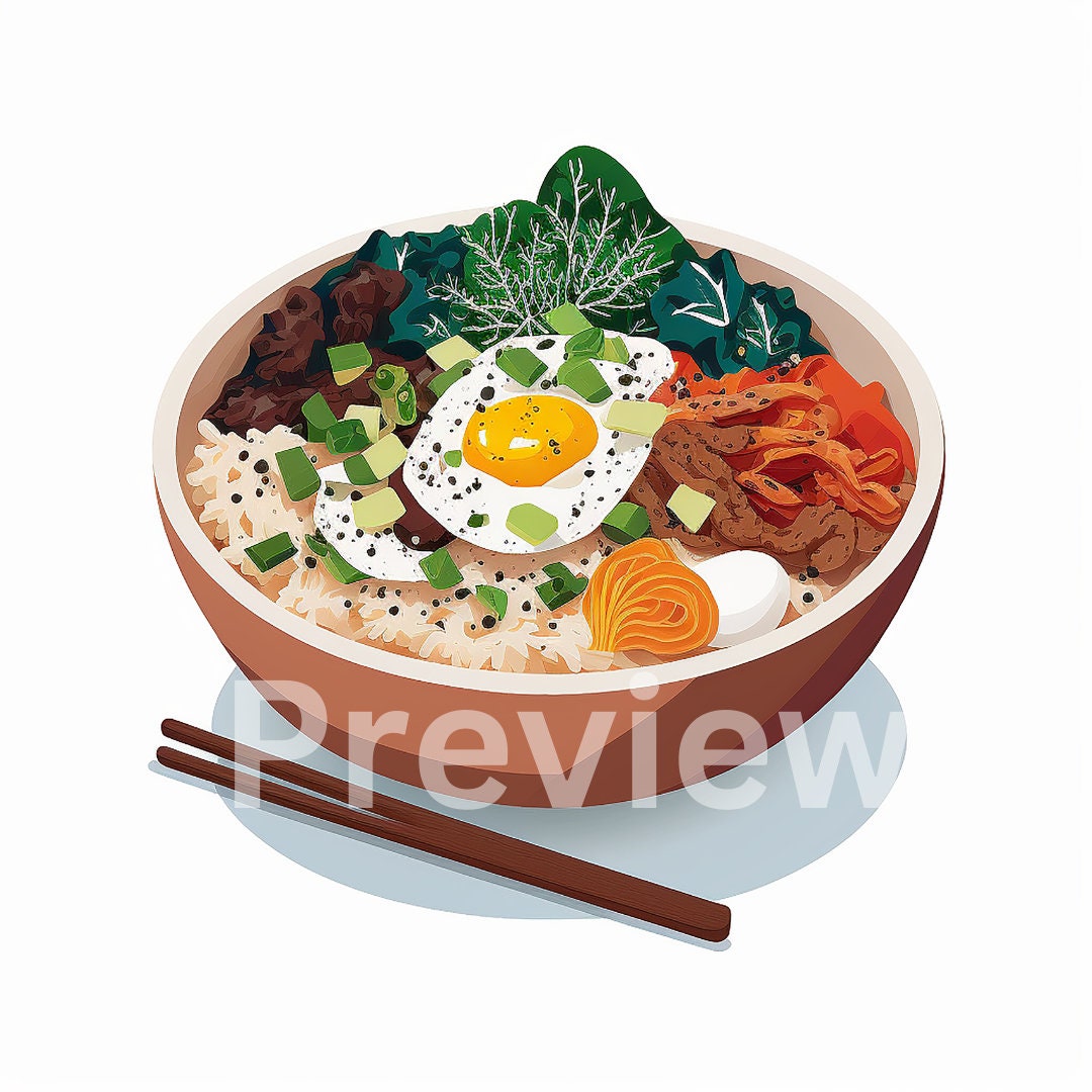 Bibimbap Clip Art Png X 20 | Korean Food Clipart | Asian Kawaii Clipart ...