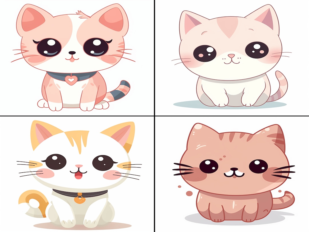 Adorable Cat Clip Art Png X 20 | Cute Pet Illustrations | Kawaii Kitten ...