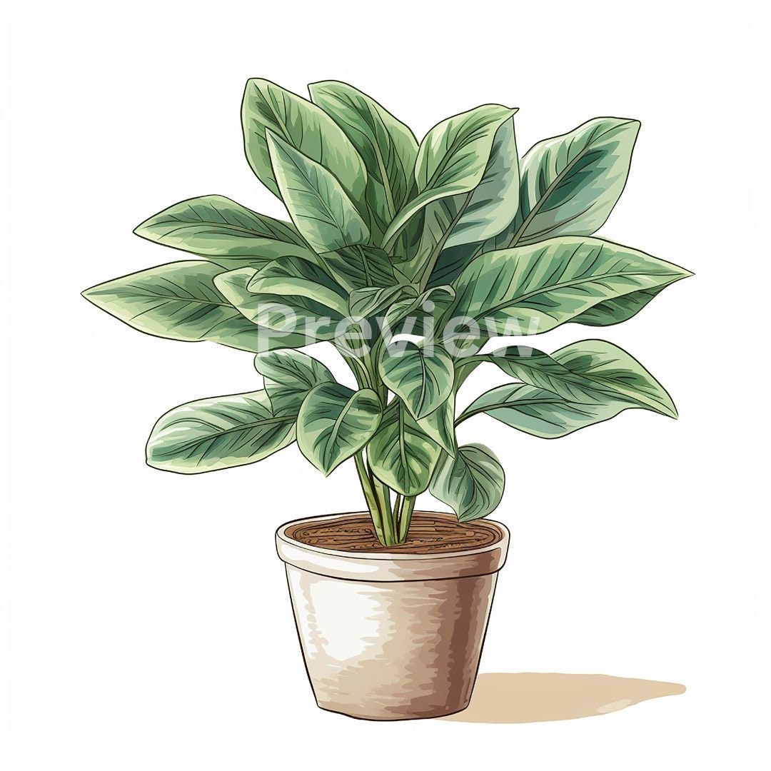 House Plant Clip Art Png X 20 Botanical Digital Potted Plant Art Bundle ...