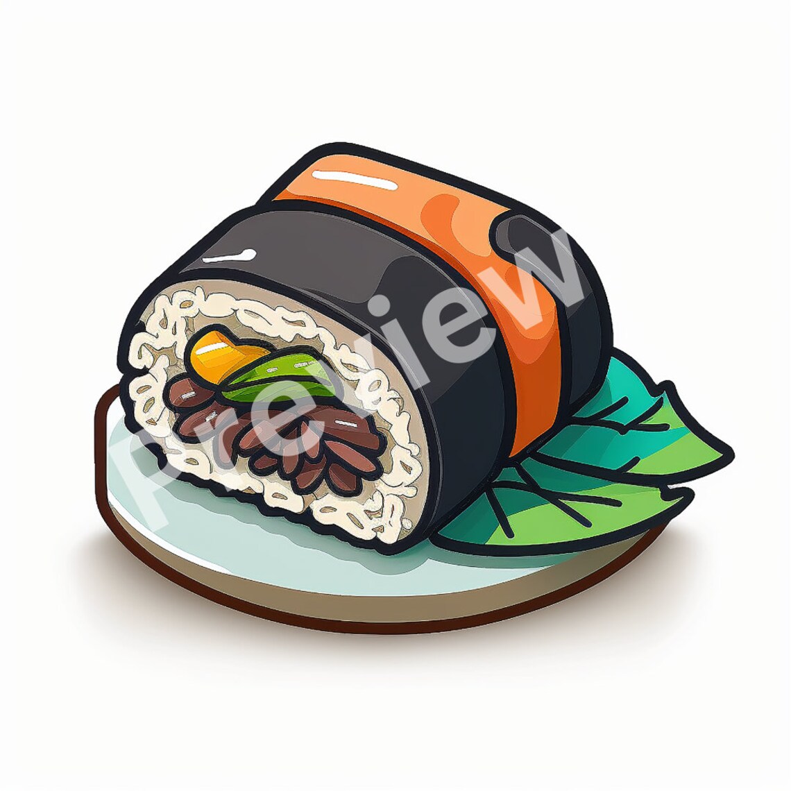 Kimbap Clip Art Png X 20 | Korean Food Clipart | Asian Kawaii Clipart ...