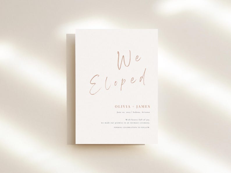 We Eloped Announcement Template | Editable Canva Design | Minimal ...