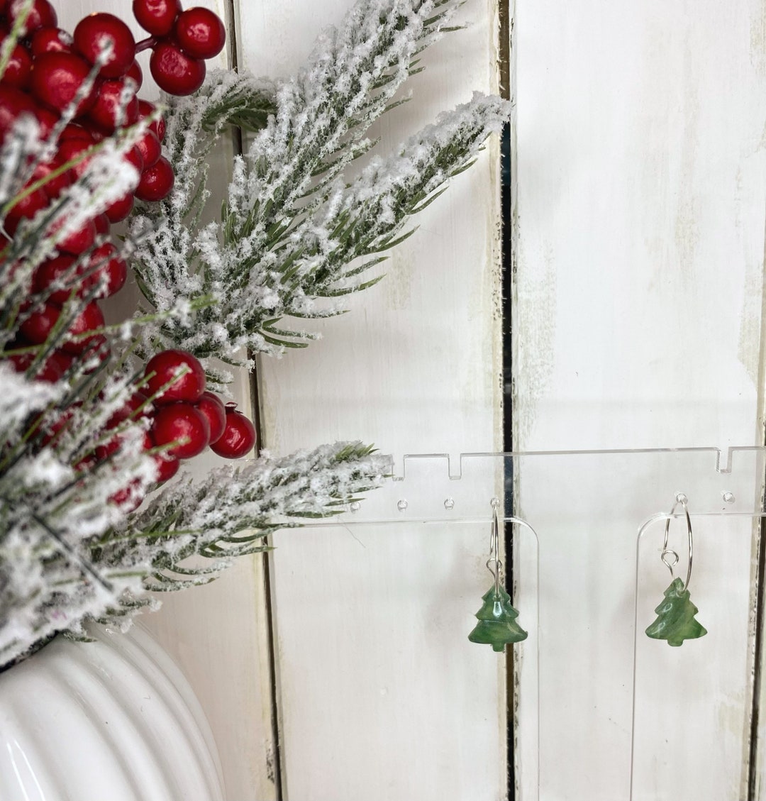 Faux Crystal Pine Tree Hoops - Etsy