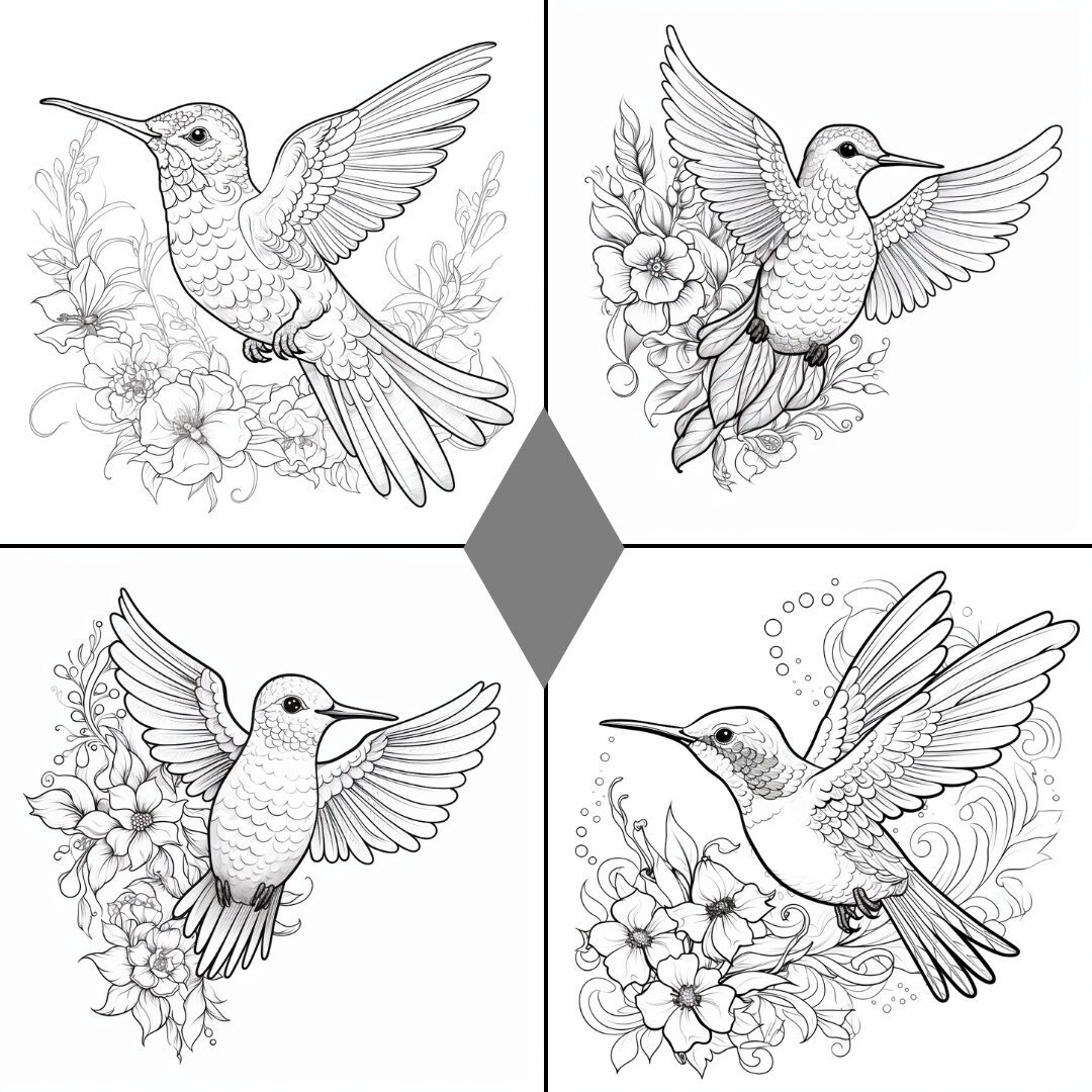 20 Hummingbird Coloring Book Pages Black and White Hummingbird Photos ...