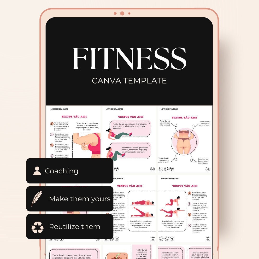 Fitness Template for Women - Canva Template - Etsy