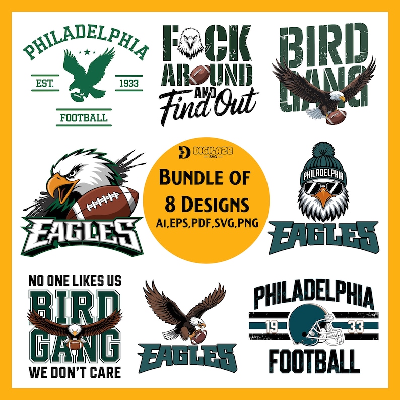 Eagles Football SVG Bundle: Retro Philadelphia Designs (digital ...