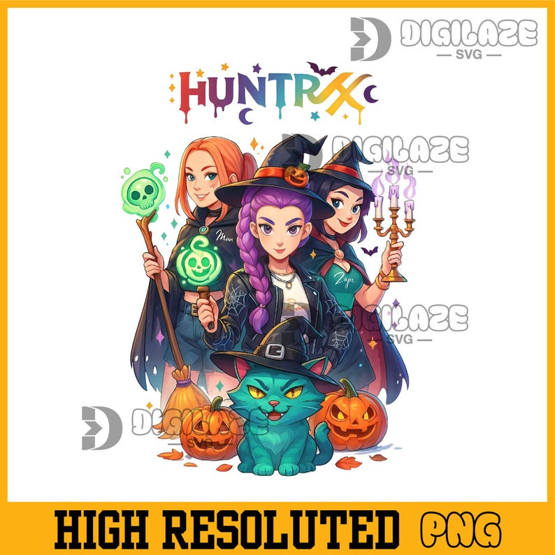 Spooky Huntrix Halloween PNG, Kpop Demon Hunters Clipart (digital ...