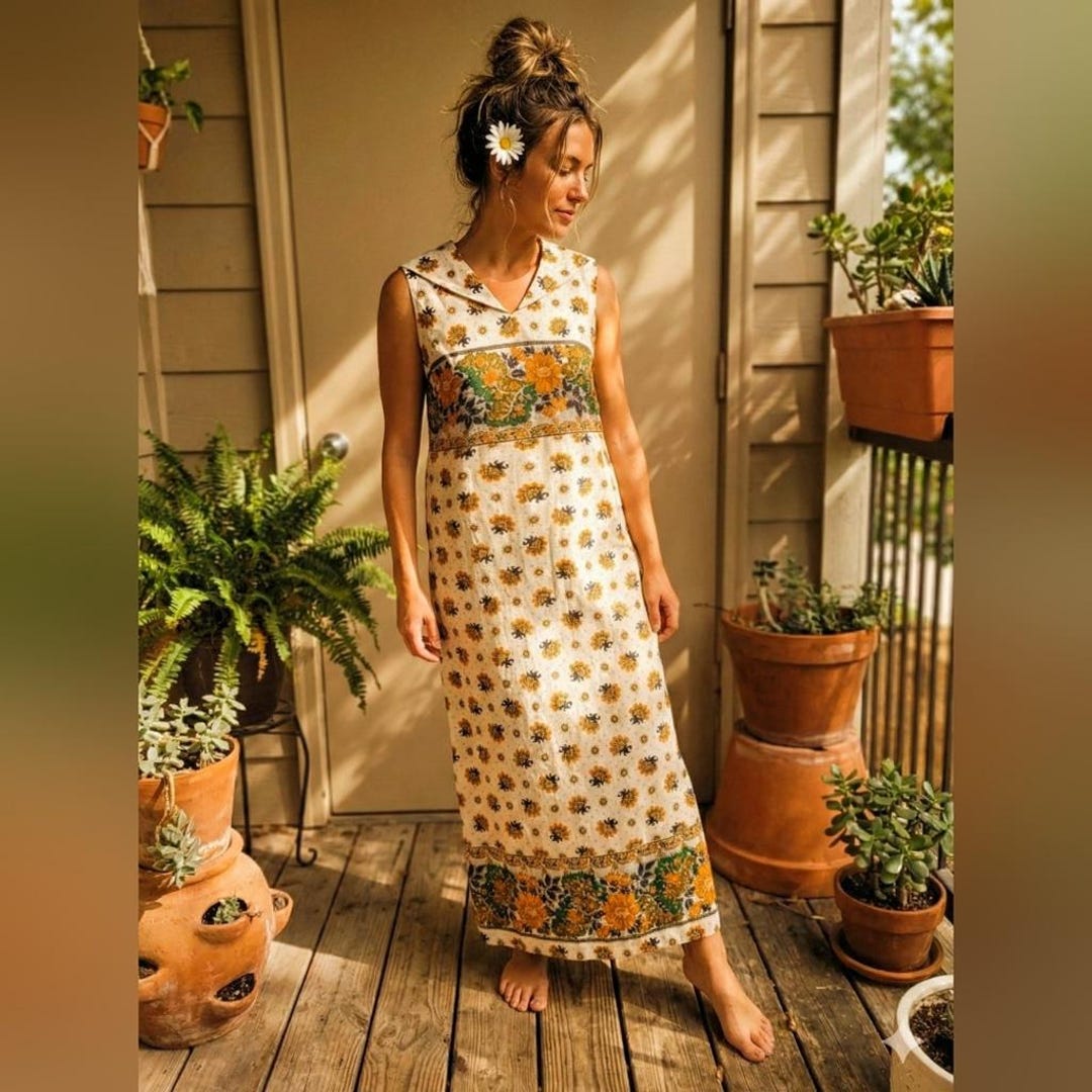 Vintage 1960s Floral Mod Maxi Dress - Etsy