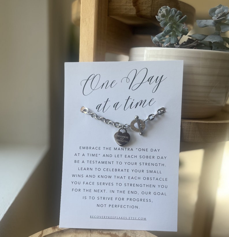 Sobriety Bracelet -one Day at a Time | Progress Not Perfection ...