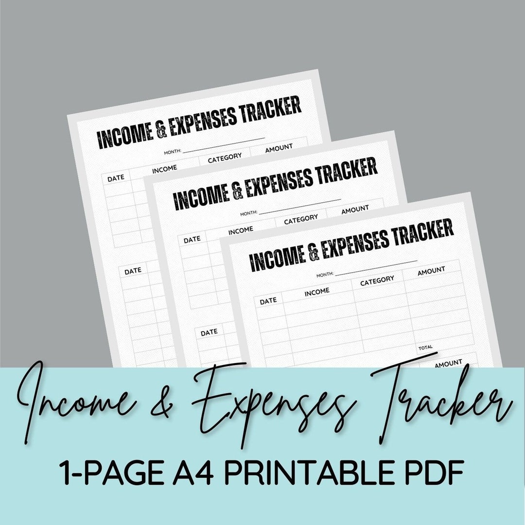 Income & Expenses Tracker 1-page Printable PDF Budget Planner - Etsy