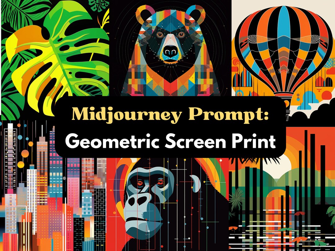 Geometric Screen Print Midjourney Prompt Guide | Midjourney 5.1 Dark ...