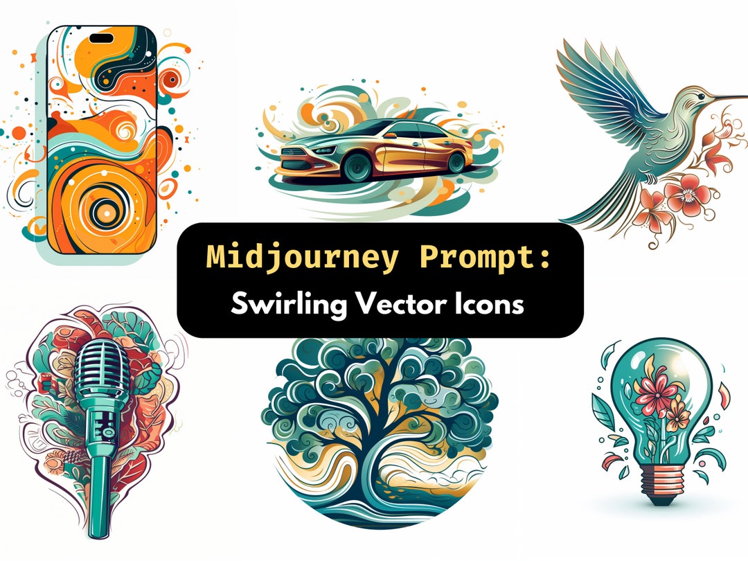 Swirling Vector Icons Midjourney Prompt | Simple Modern Business Logo ...
