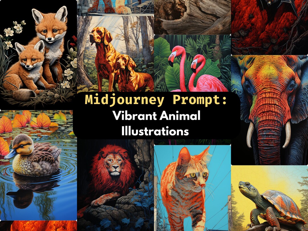 Vibrant Animal Illustrations Midjourney Prompt | Animal Mother Nature ...