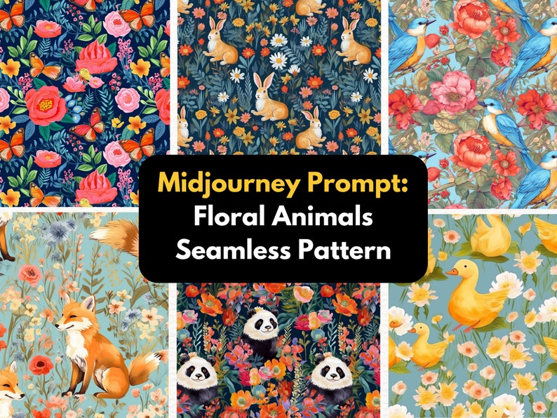 Floral Animal Midjourney Pattern Prompt Mid-journey Seamless Design ...