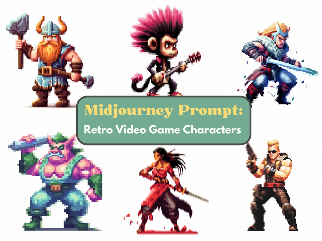 Retro Video Game Characters Midjourney Prompt | AI Cartoon Character ...