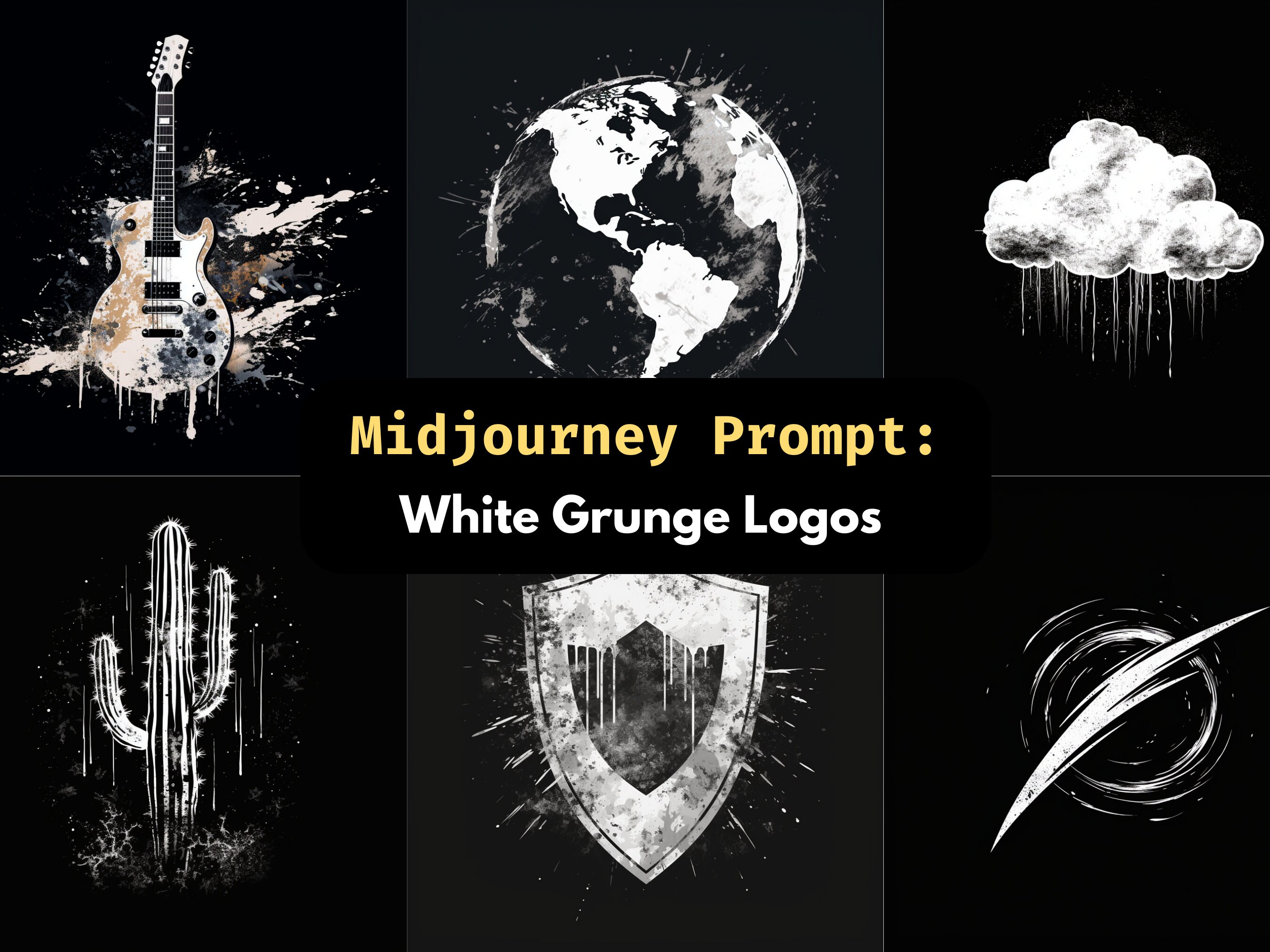 White Grunge Logo Midjourney Prompt Punk Street Art Splatter - Etsy