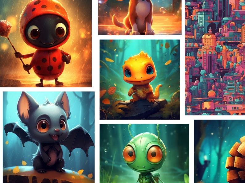Cute Animated Fantasy Cartoon Animal Illustration Midjourney Prompt ...