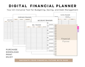Digital Finance Planner, Monthly Budget Planner, Finance Tracker ...