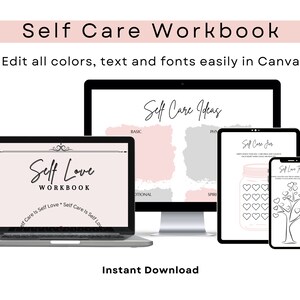 Self Care Journal Self Care Workbook Self Love, Habit Tracker Stress ...