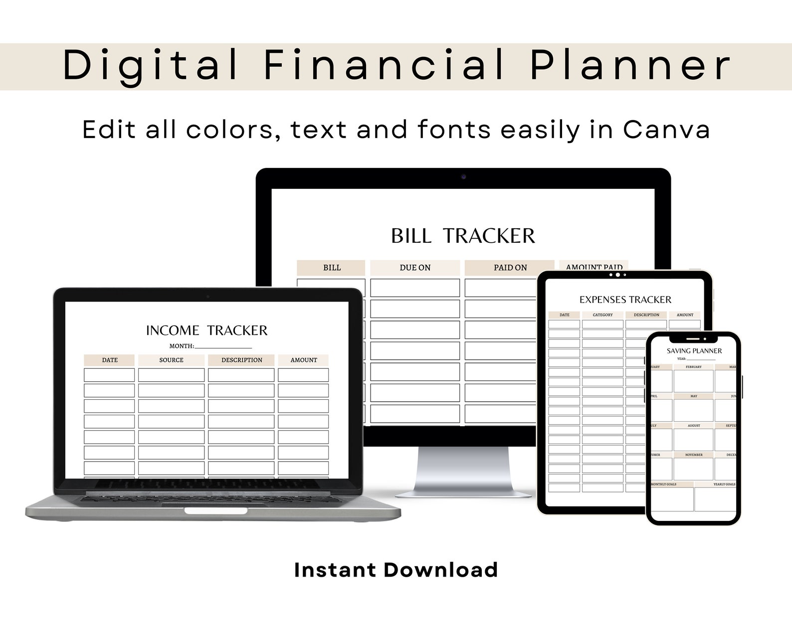 Digital Finance Planner Budget Planner Finance Tracker - Etsy