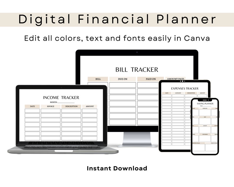 Digital Finance Planner Budget Planner Finance Tracker - Etsy