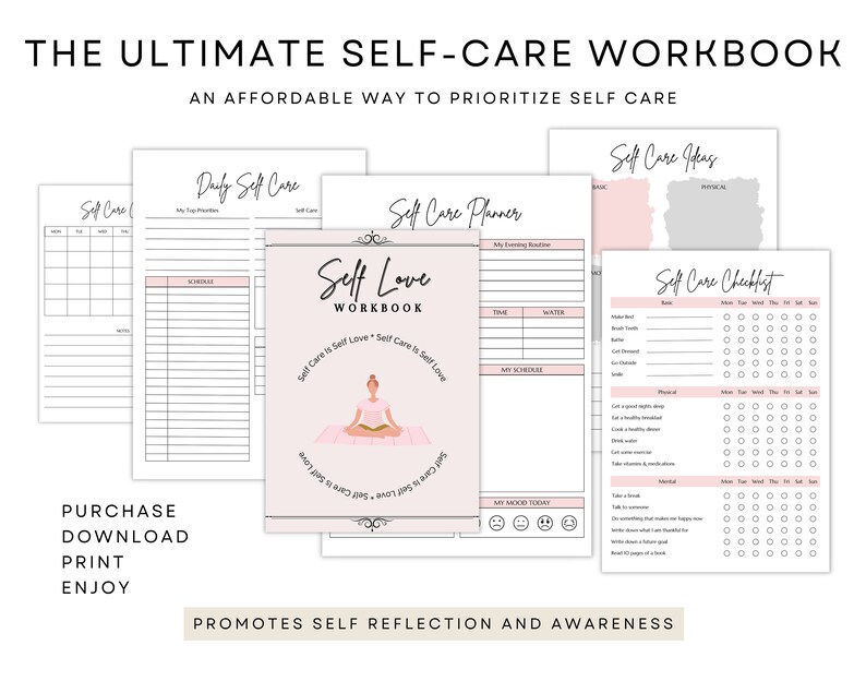 Self Care Journal Self Care Workbook Self Love, Habit Tracker Stress ...