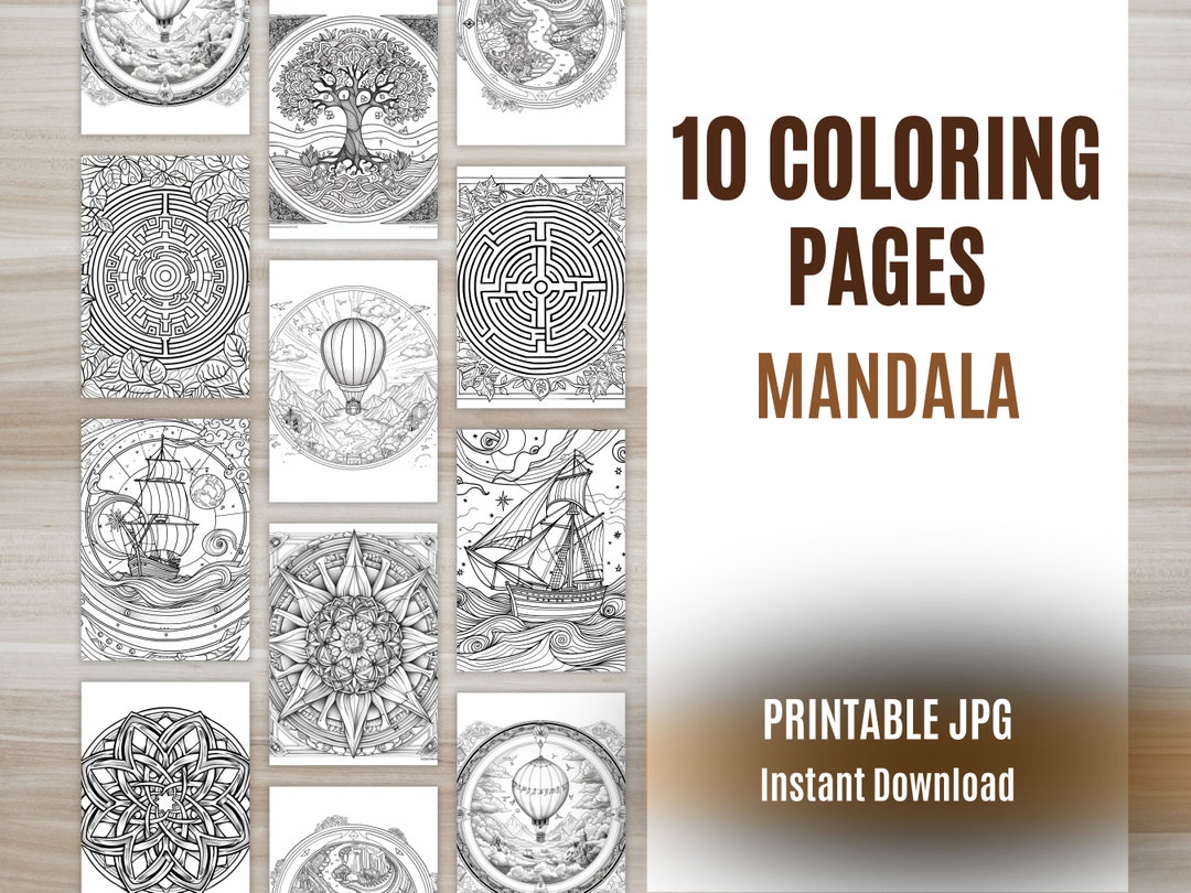 10 Coloring Pages: Mandala | Kids & Adult Coloring Book | Printable Art ...