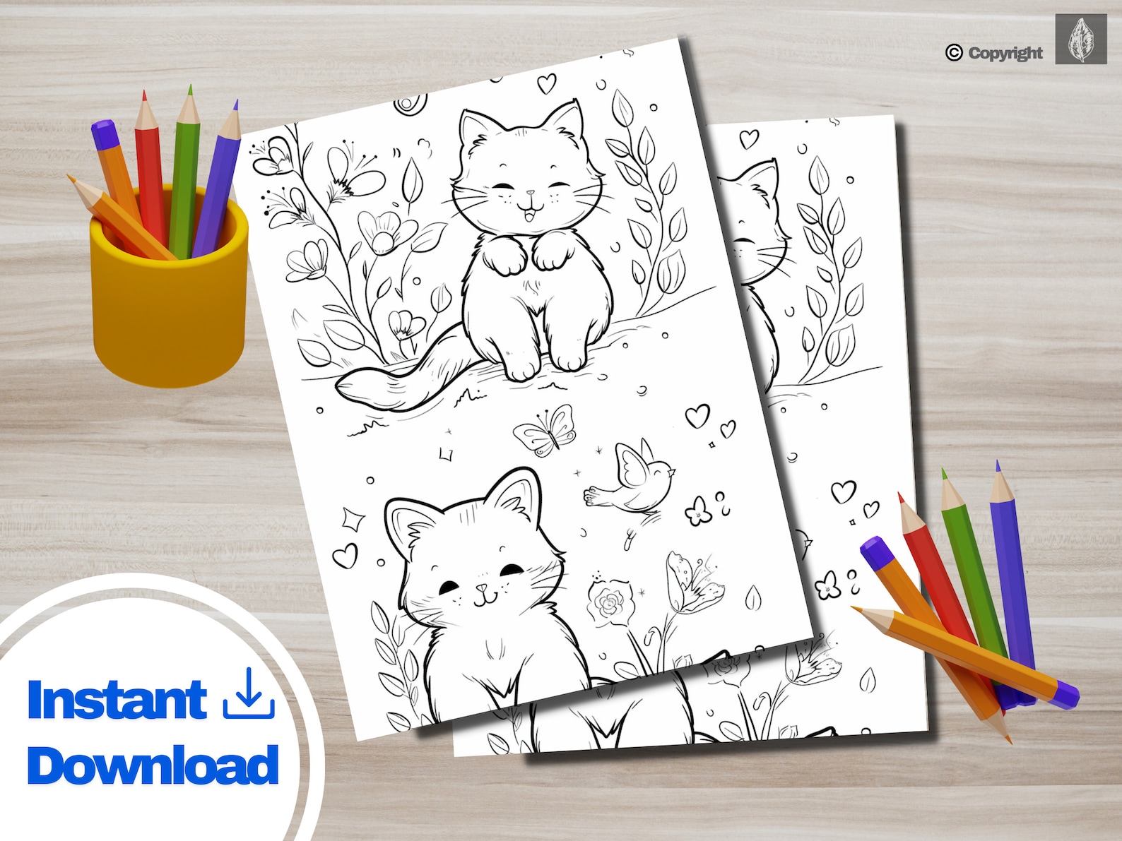 Cat Lover Coloring Pages | Digital Prints | Instant Download Printable ...