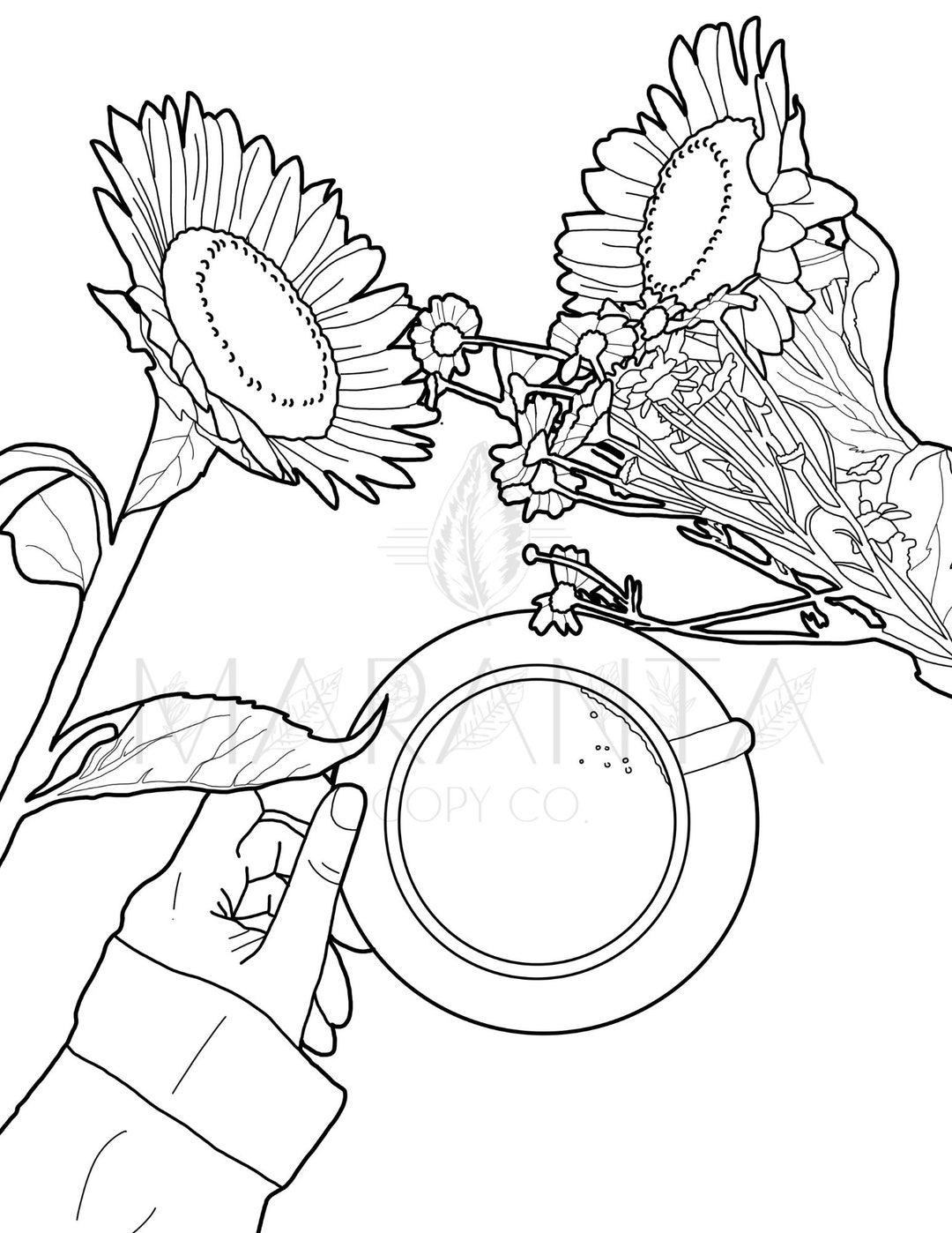 Printable Sunflower Coloring Page - Etsy