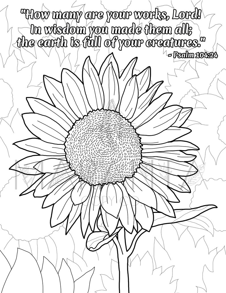 Biblical Printable Sunflower Coloring Page - Etsy