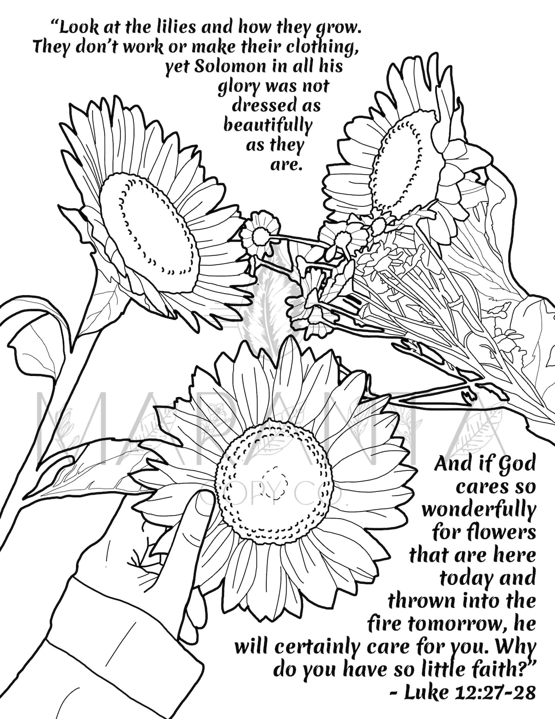 Biblical Printable Sunflower Coloring Page - Etsy