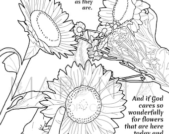 Inspirational Printable Sunflower Coloring Page - Etsy