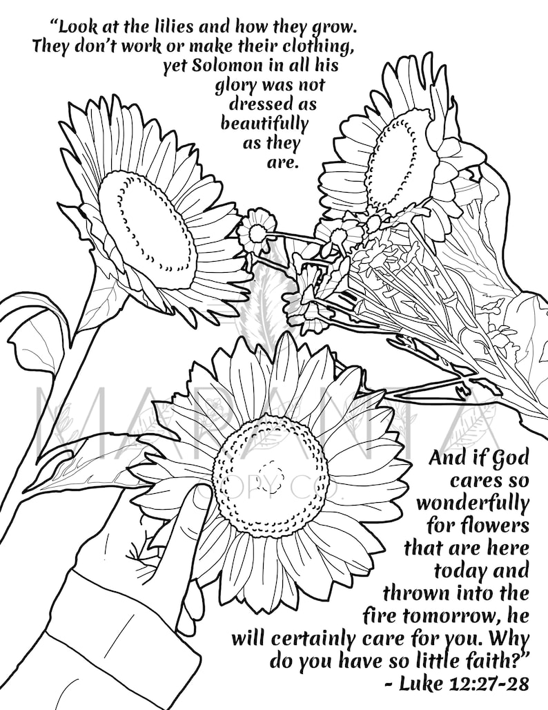 Biblical Printable Sunflower Coloring Page - Etsy