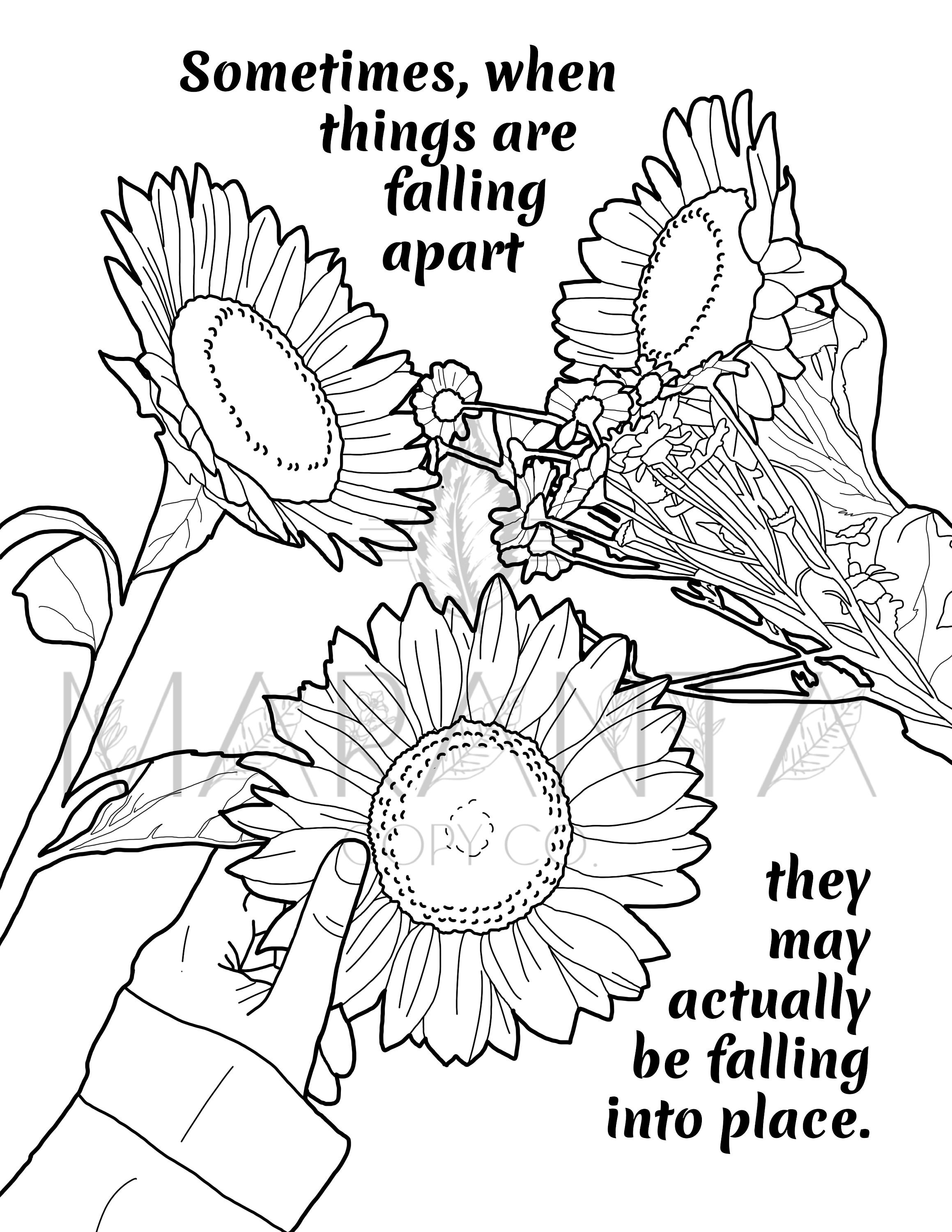 Inspirational Printable Sunflower Coloring Page - Etsy