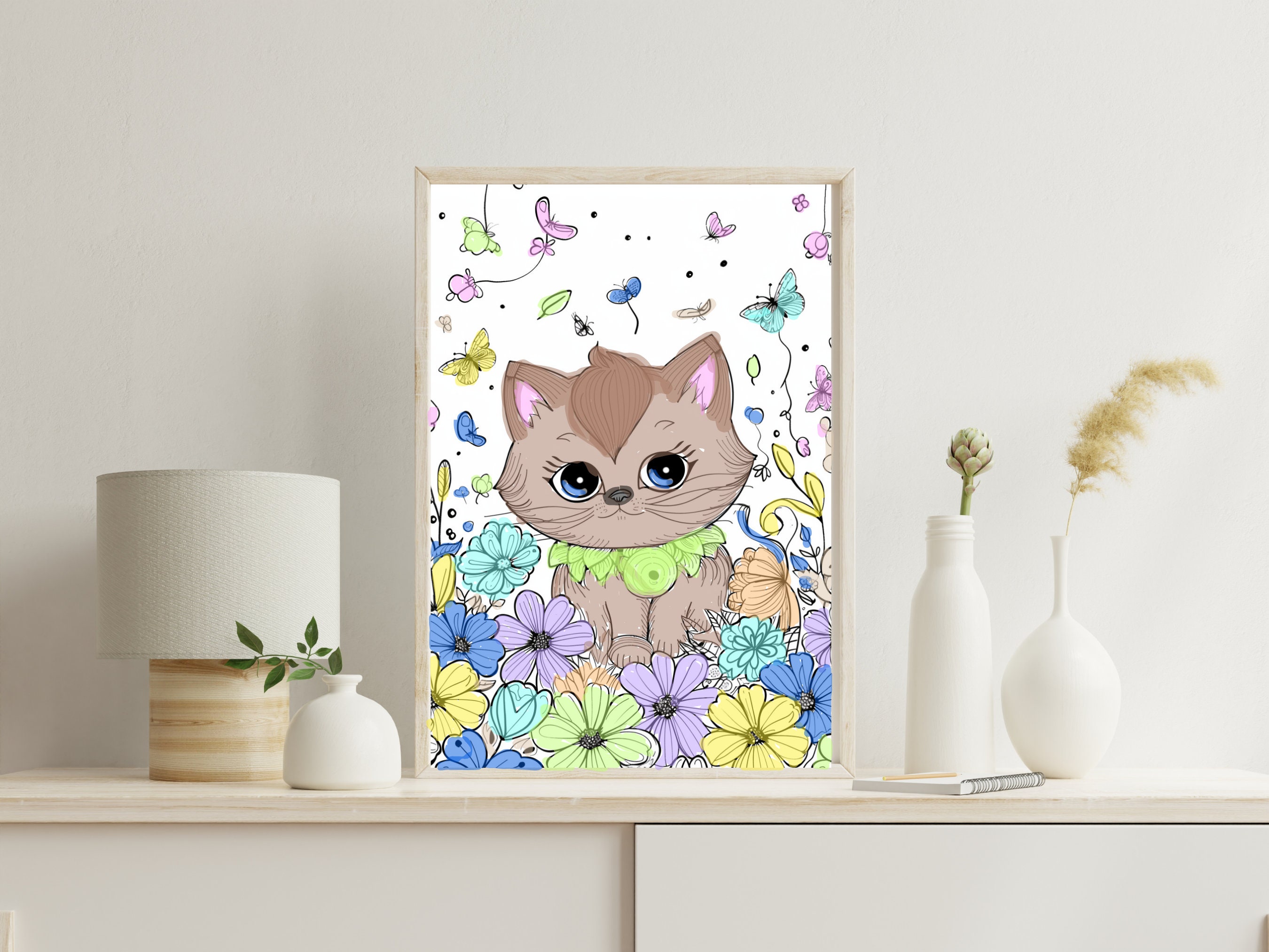 Kawaii Cat Coloring Sheet PDF | Cute Printable Coloring Book for Kids ...