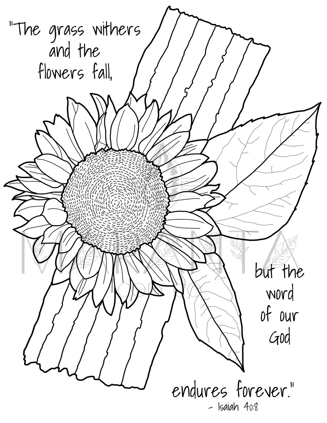 Biblical Printable Sunflower Coloring Page - Etsy