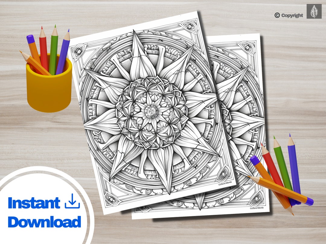 Relaxing Adult Mandala Coloring Pages | Printable Floral Patterns for ...