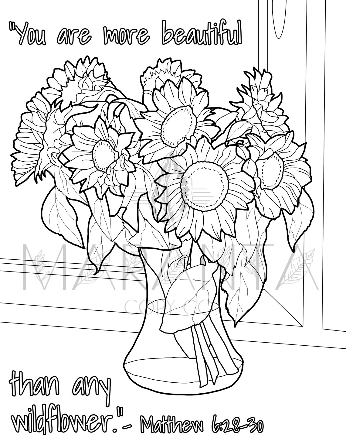 Biblical Printable Sunflower Coloring Page - Etsy