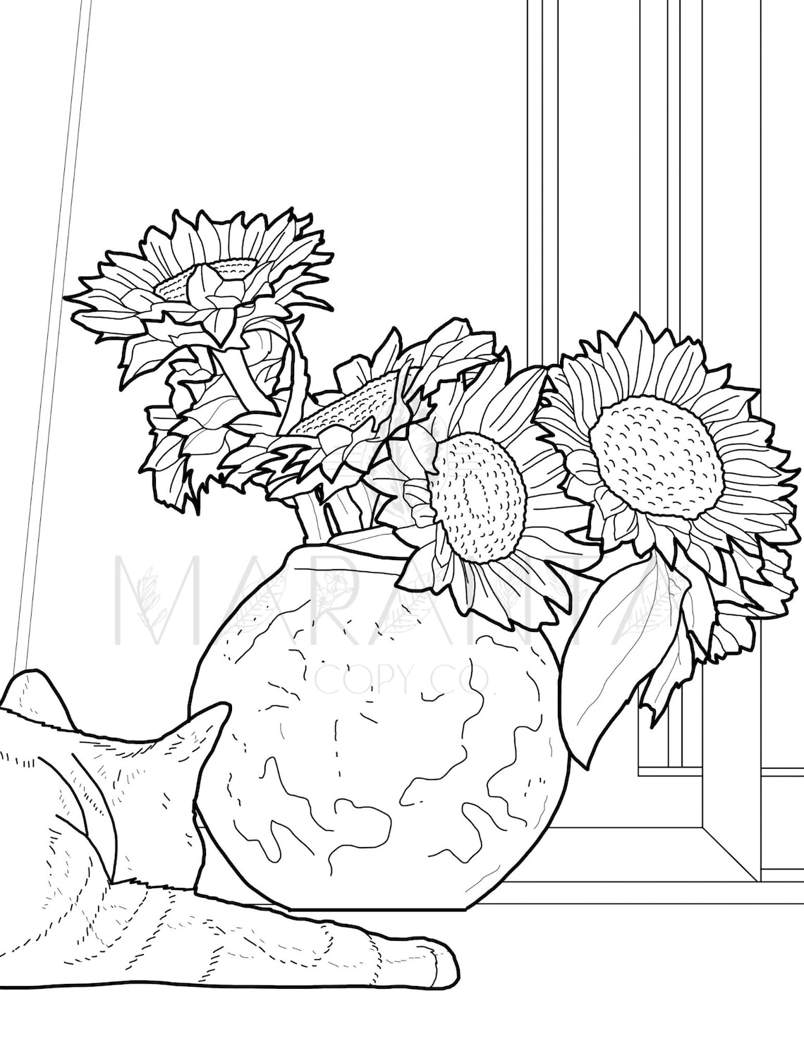 Printable Sunflower Coloring Page - Etsy