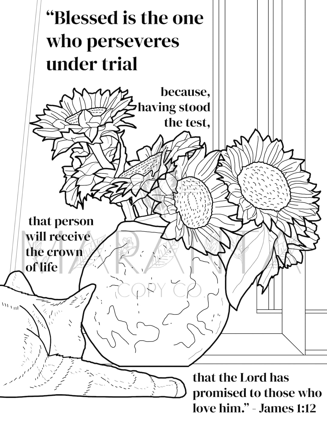 Biblical Printable Sunflower Coloring Page - Etsy