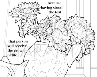 Biblical Printable Sunflower Coloring Page - Etsy