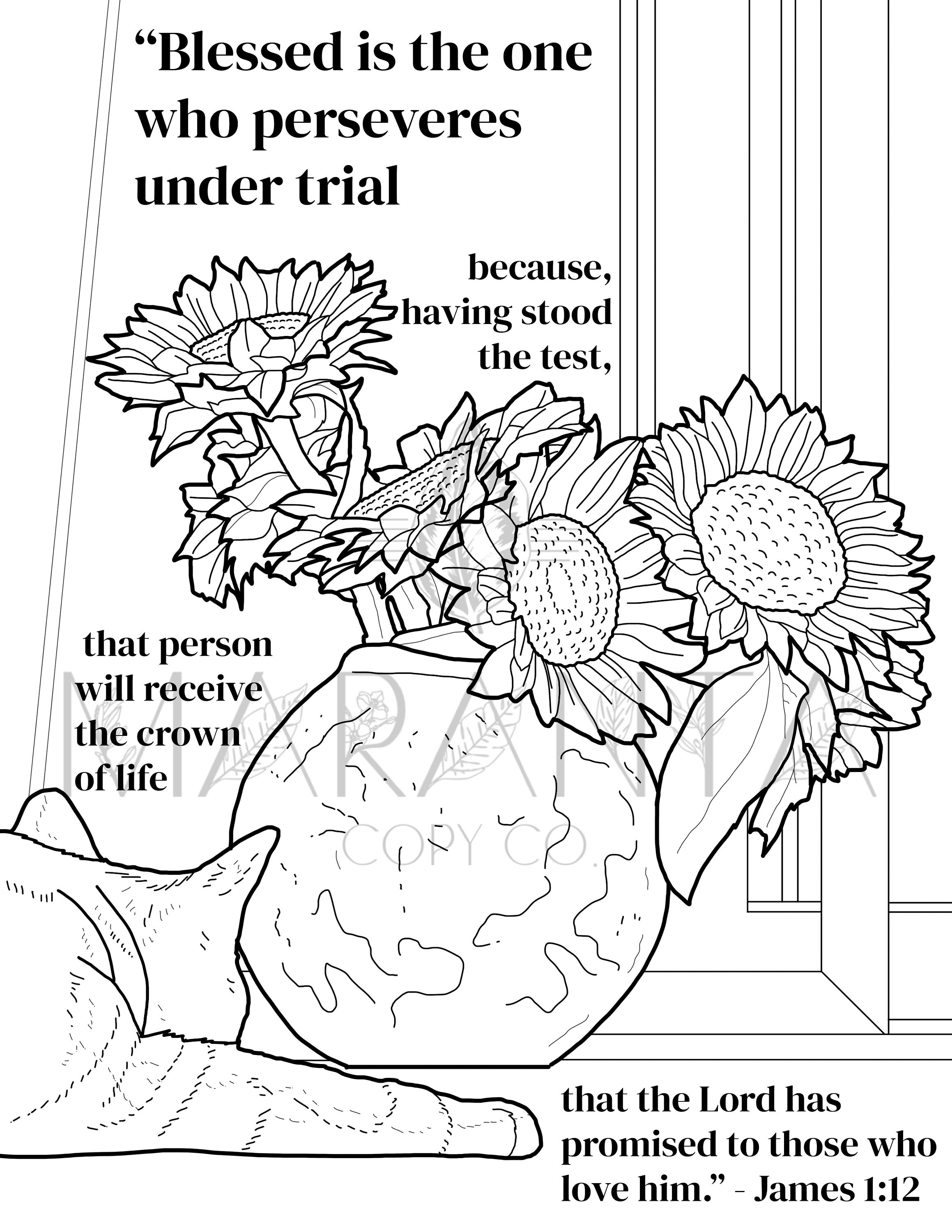 Biblical Printable Sunflower Coloring Page - Etsy