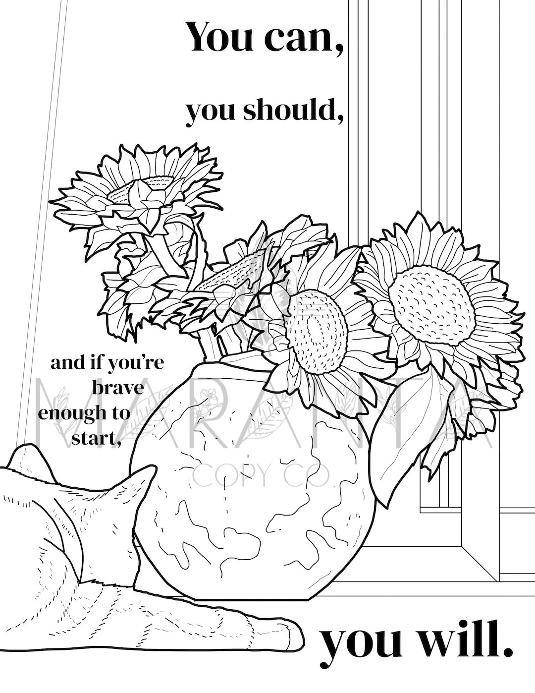 Inspirational Printable Sunflower Coloring Page - Etsy