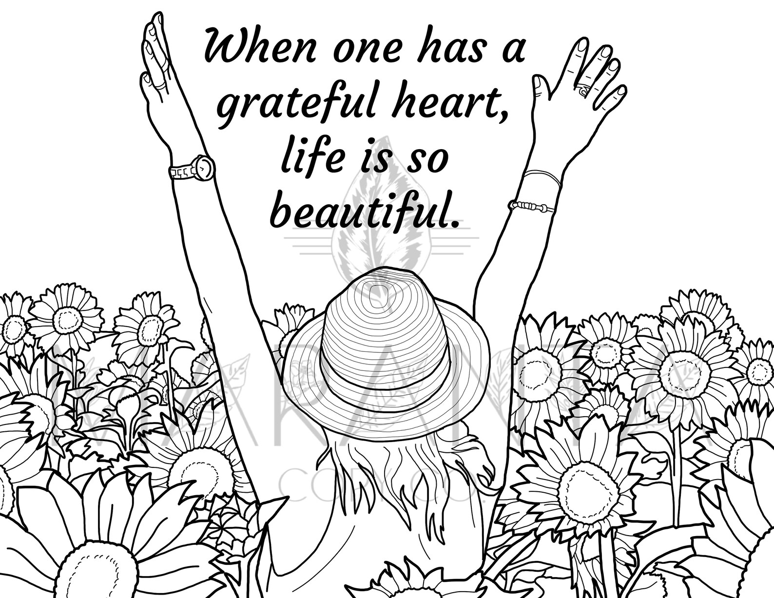 Inspirational Printable Sunflower Coloring Page - Etsy