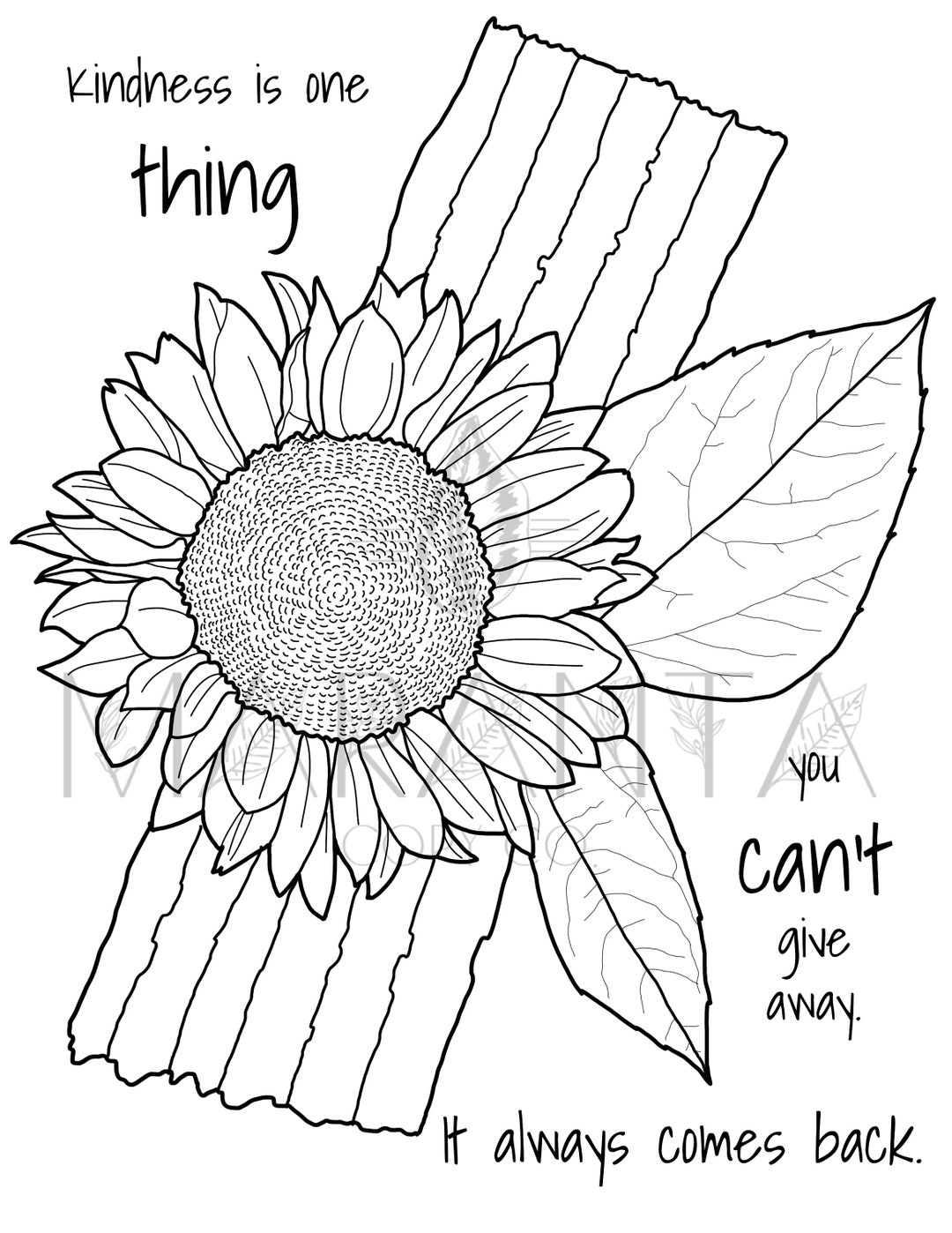 Inspirational Printable Sunflower Coloring Page - Etsy