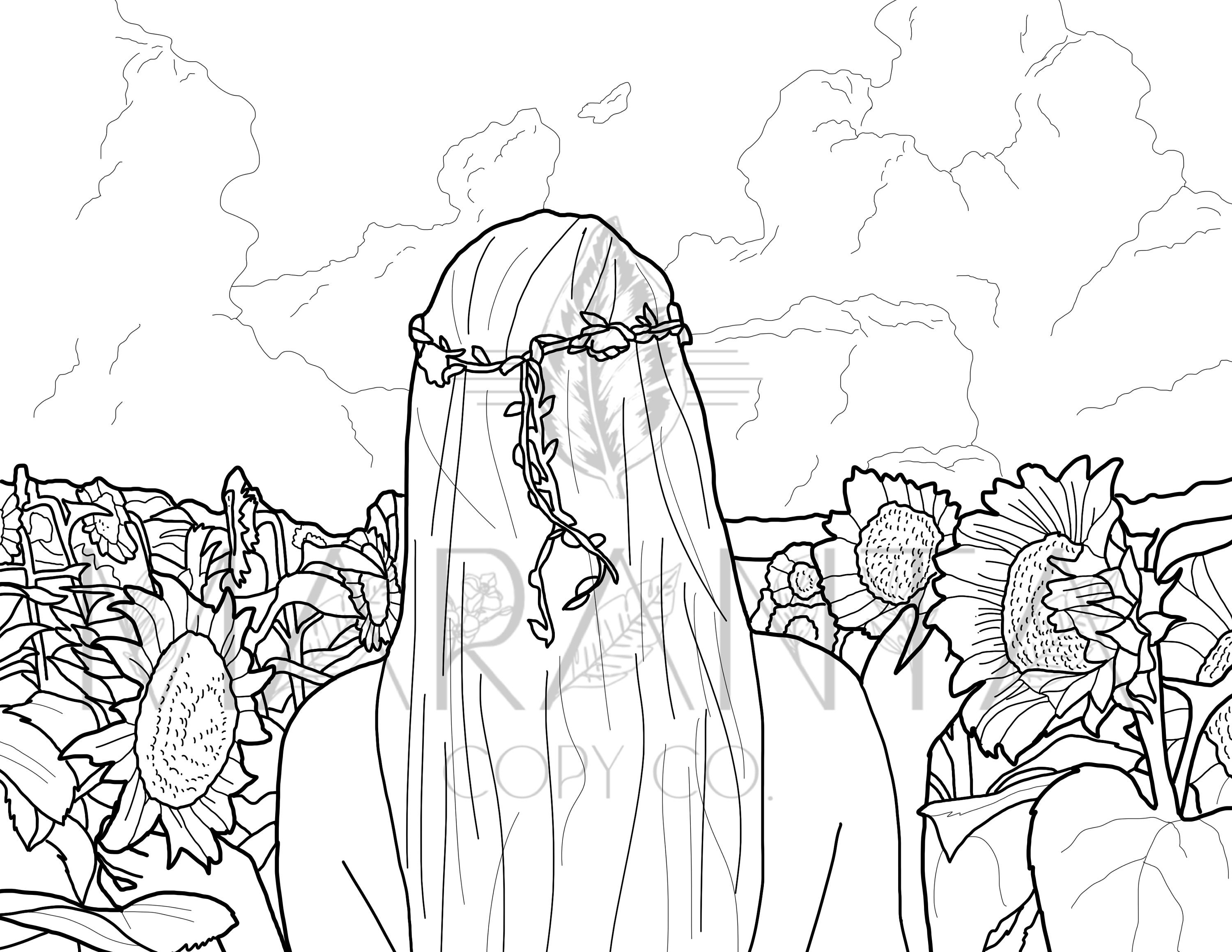 Printable Sunflower Coloring Page - Etsy