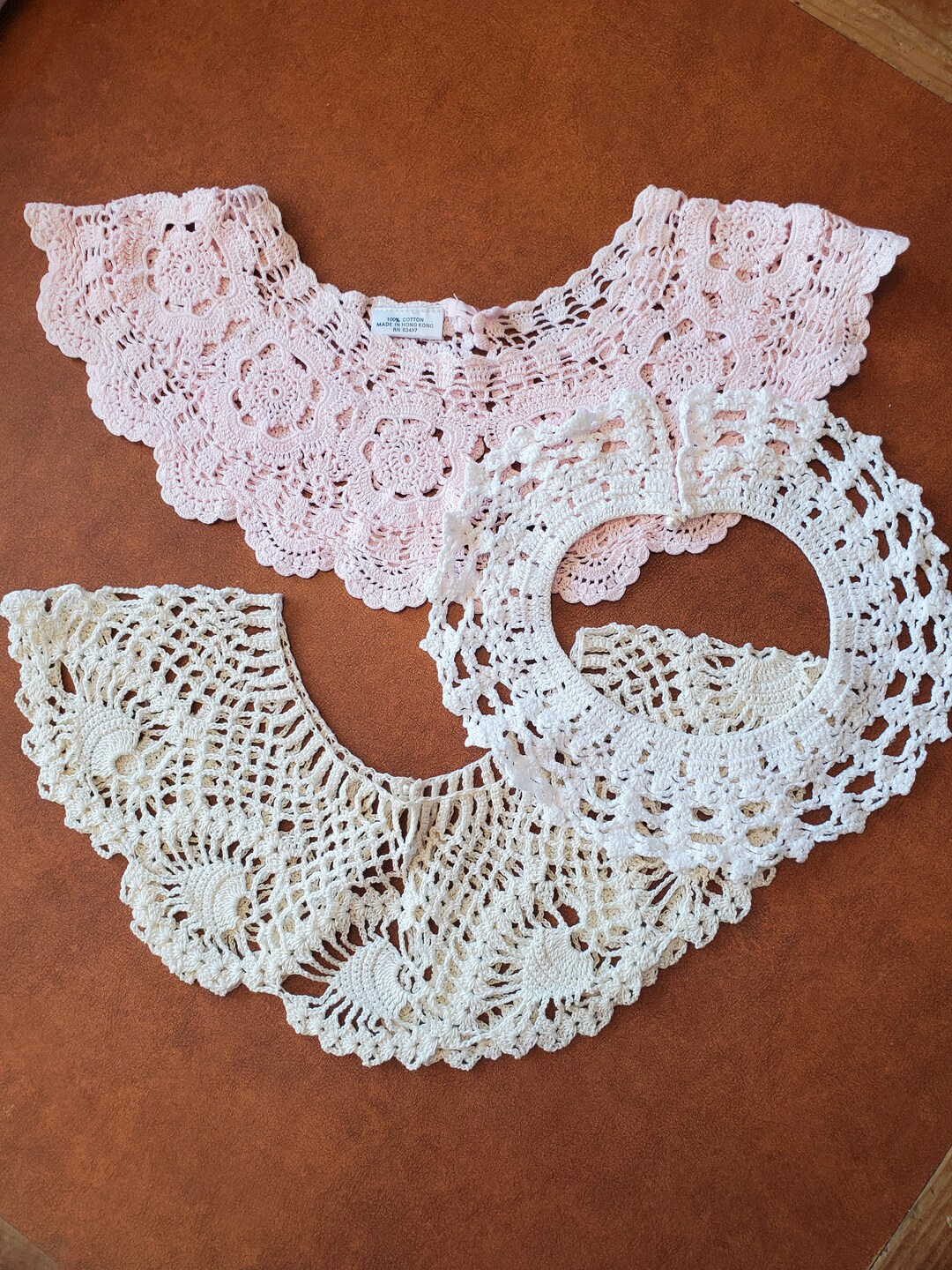 Decorative Lace Collars, Crocheted, Light Pink and Off-white, Plus a ...
