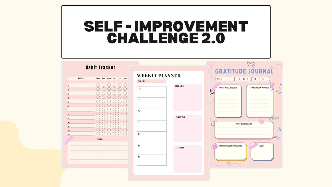 Self- Improvement Challenges - Printable Planner, Personal Planner ...