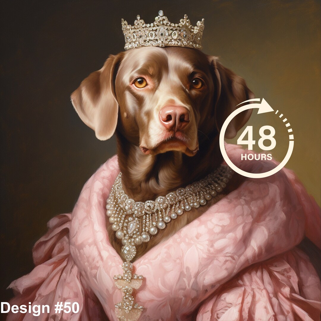 Custom Dog Queen Portrait, Royal Dog Painting, Pet Lovers Gift, Royal ...